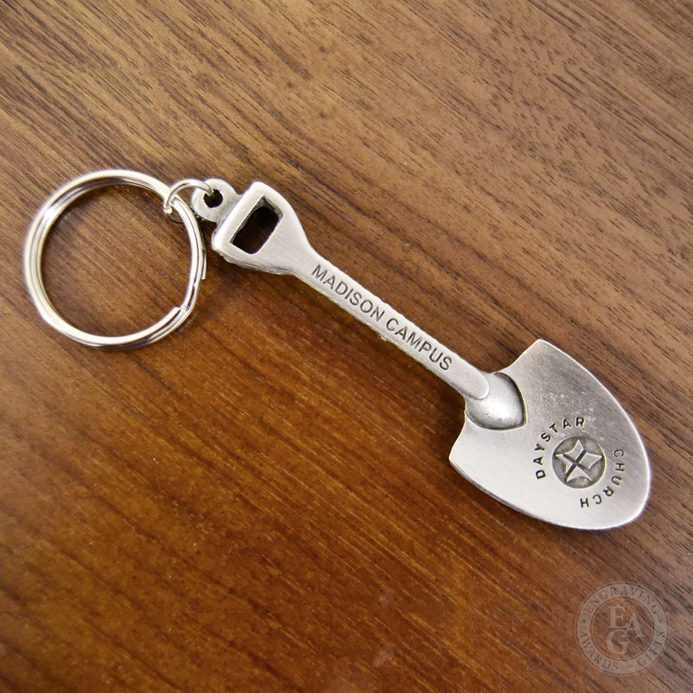 Custom Cast Shovel Keychains - Engraving, Awards & Gifts