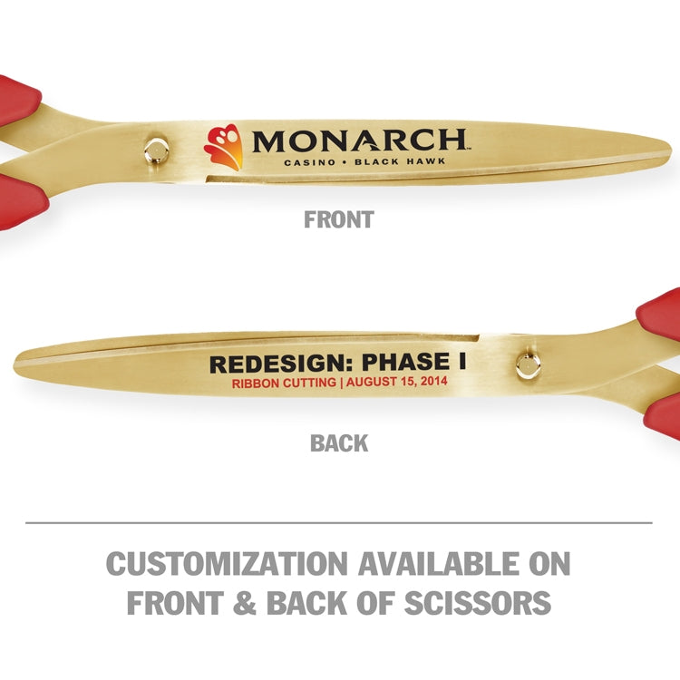 25" Red Ribbon Cutting Scissors with Gold Blades - Engraving, Awards ...