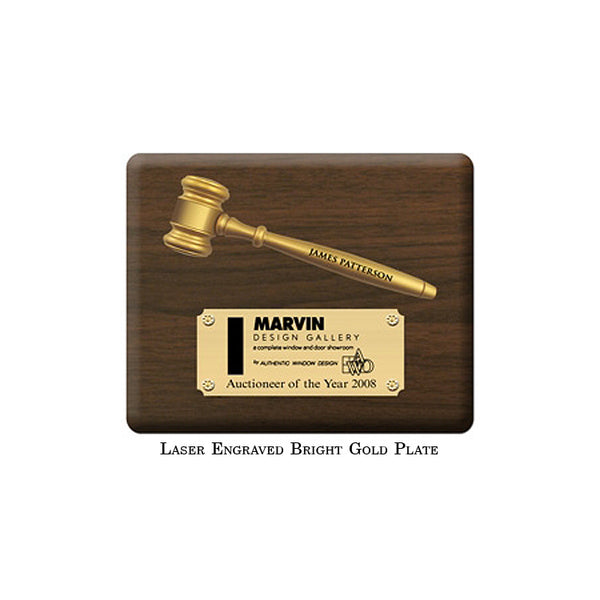 10" x 8" Split Gavel Plaque with Gold Finish Gavel - Engraving, Awards ...