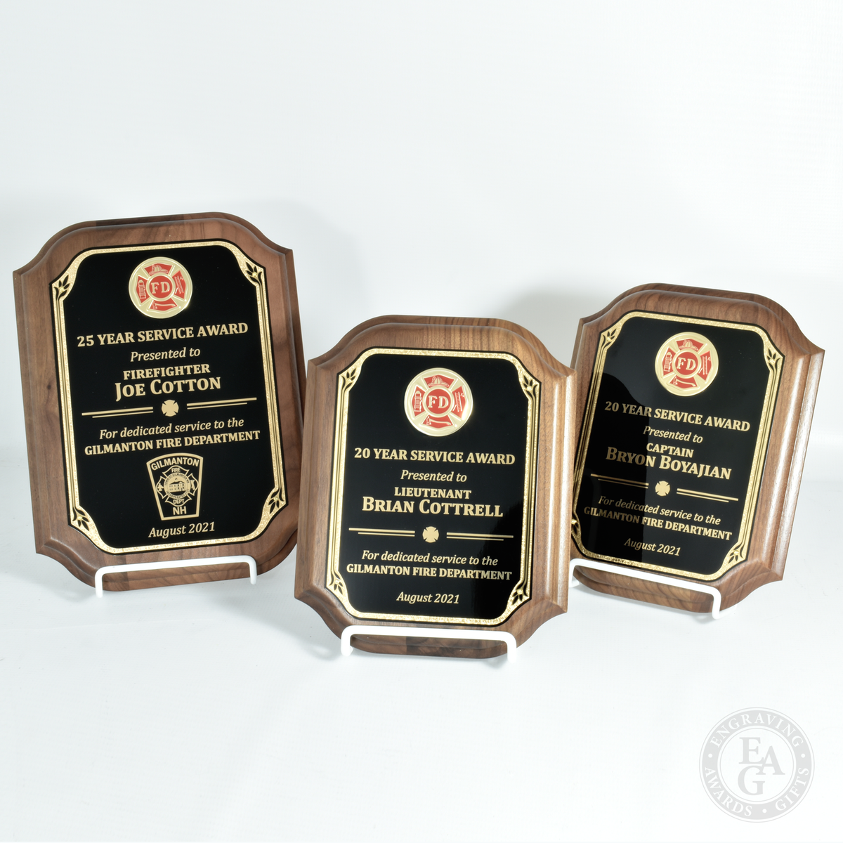 Genuine Walnut Firefighter Award Plaque - Engraving, Awards & Gifts