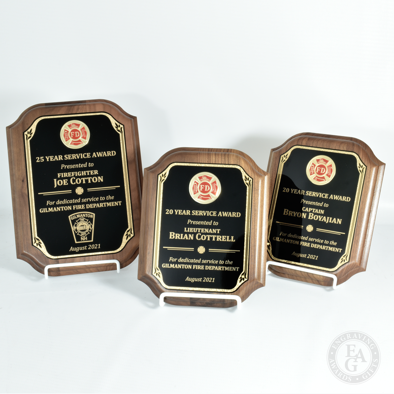 Genuine Walnut Firefighter Award Plaque - Engraving, Awards & Gifts