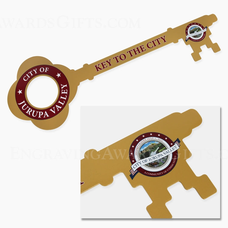 2 Foot Giant Ceremonial Key to the City - Gold Finish with Cut-Out Hea ...
