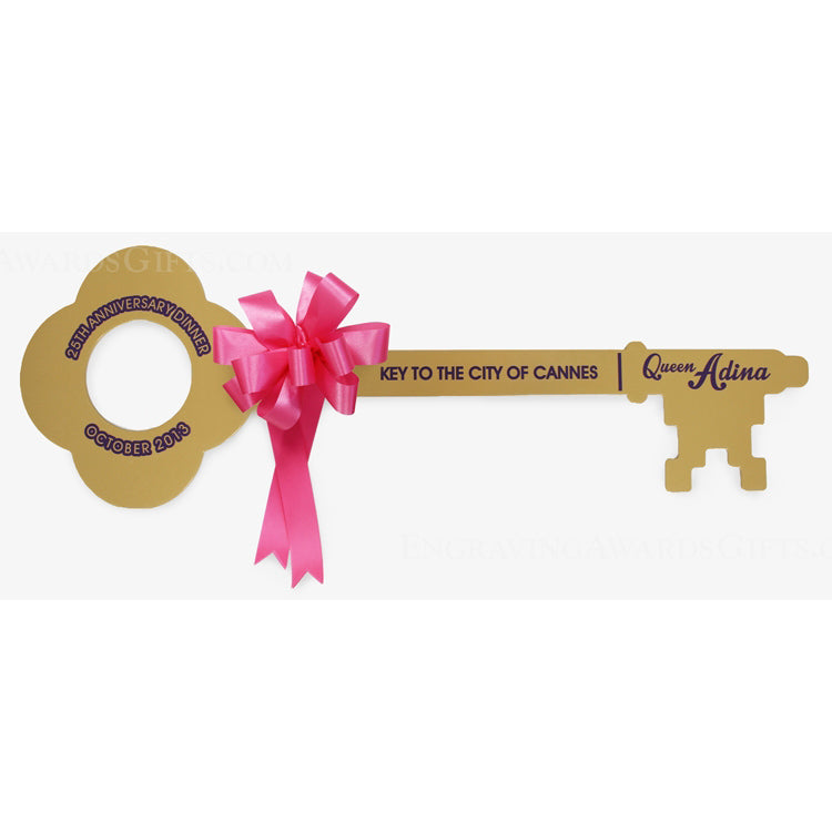 2 Foot Giant Ceremonial Key to the City - Gold Finish with Cut-Out Hea ...