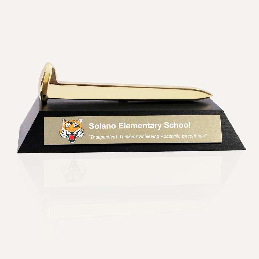 Gold Plated Ceremonial Railroad Spikes Awards Stands - Engraving ...