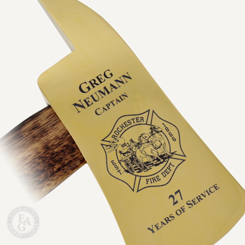 36" Gold Plated Ceremonial Firefighter Axe - Flamed - Engraving, Awards ...