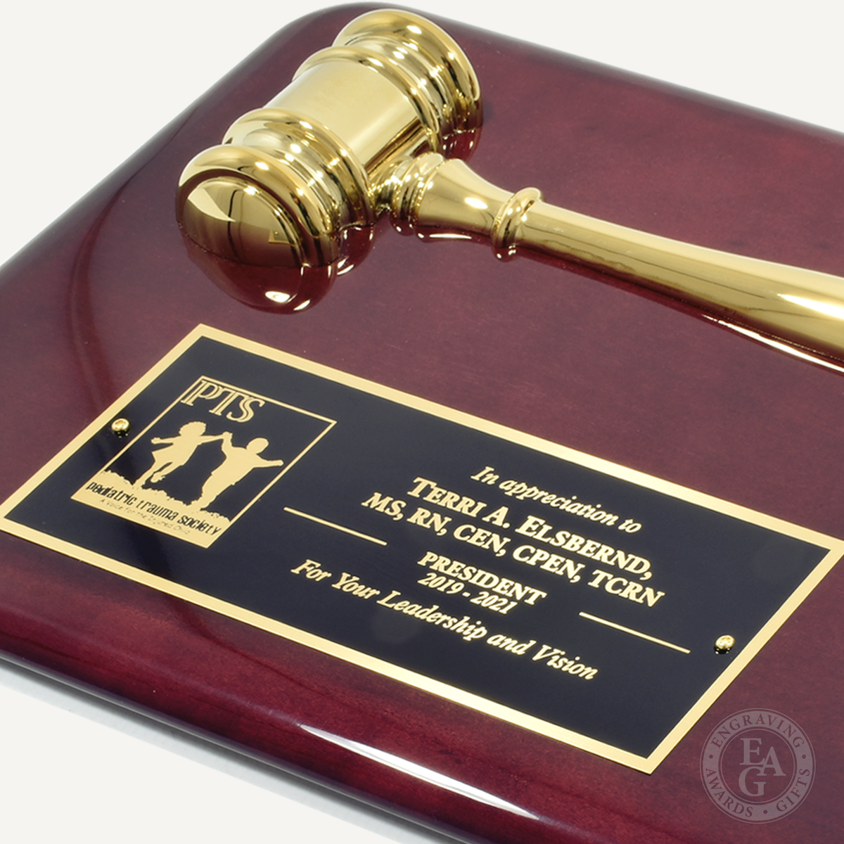 12" X 9" Piano Finish Gavel Plaque Gold Split Gavel - Engraving, Awards ...