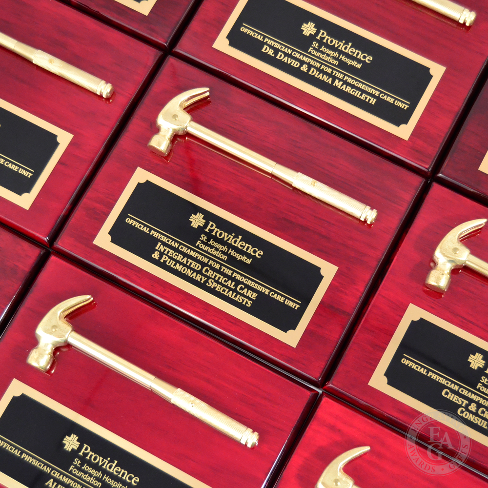Rosewood Golden Hammer Plaque - Engraving, Awards & Gifts