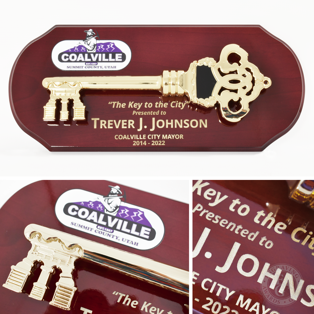 16" x 7" Ceremonial Key Plaque - Engraving, Awards & Gifts