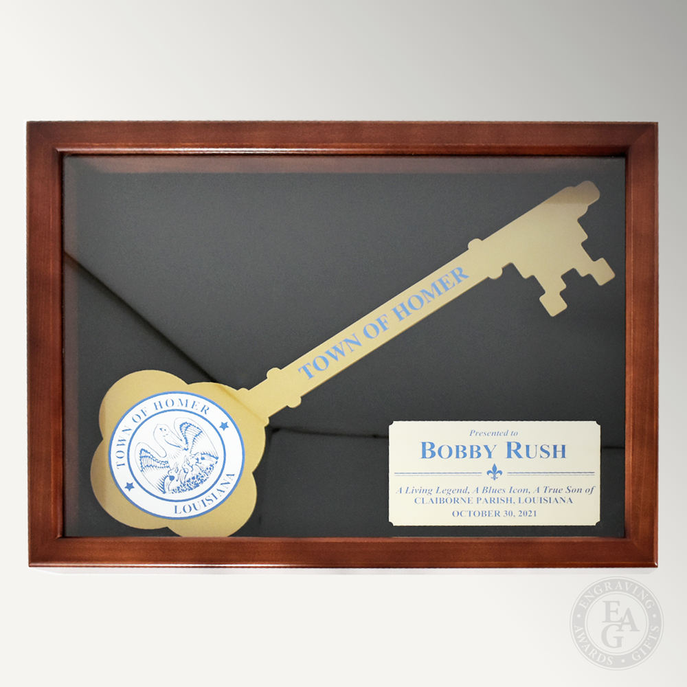 Giant Ceremonial Key Display Case - Cherry Finish - Engraving, Awards ...